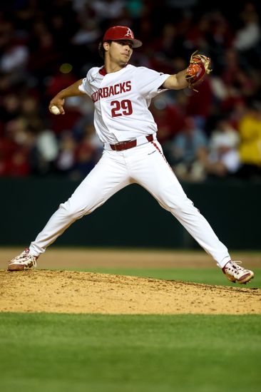 Austin Ledbetter 29 Razorback Pitcher Prepares Editorial Stock Photo ...