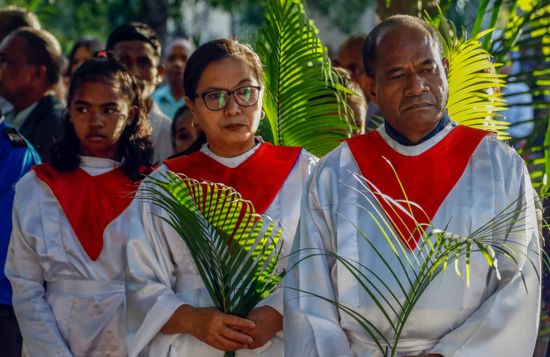 Roman Catholic Devotees Hold Palm Fronds Editorial Stock Photo - Stock ...