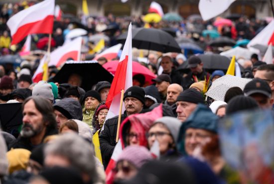 Man Holding Polish Flag Seen Taking Editorial Stock Photo - Stock Image ...