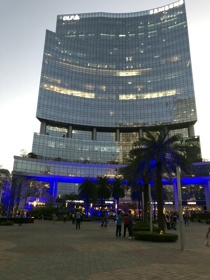 One Horizon Center Illuminated Blue Lights Editorial Stock Photo ...