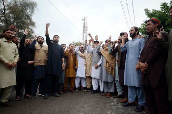 Leaders Members Tehreekeinsaf Pti Holding Protest Editorial Stock Photo ...
