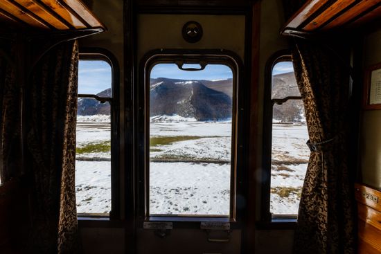 View Apennine Mountains Snow Train Window Editorial Stock Photo - Stock ...