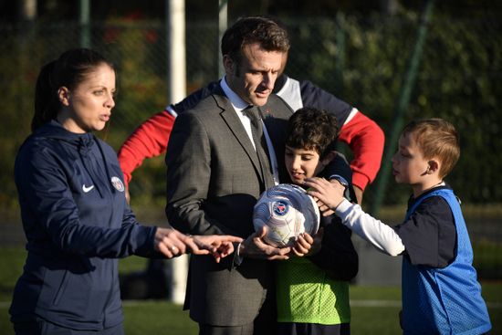 French President Emmanuel Macron Holds Ball Editorial Stock Photo ...