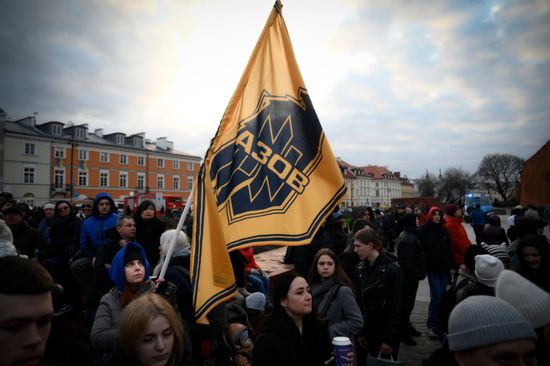 Woman Waves Azov Assault Brigade Flag Editorial Stock Photo - Stock ...