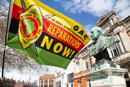 Man Holds Flag Calling Reparations Windrush Editorial Stock Photo ...