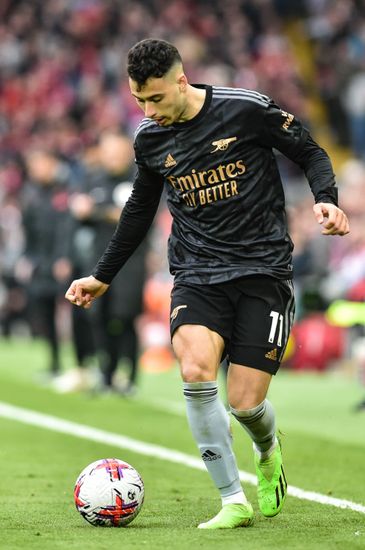 Gabriel Martinelli Arsenal Runs Ball Anfield Editorial Stock Photo ...