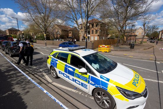Police Cars Block Road Near Scene Editorial Stock Photo - Stock Image ...