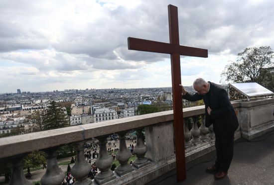 Crossbearer Holds Wooden Cross Paris Appears Editorial Stock Photo ...