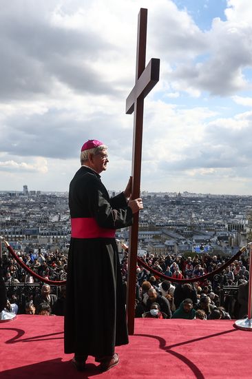 Archbishop Paris Laurent Ulrich Carries Cross Editorial Stock Photo ...