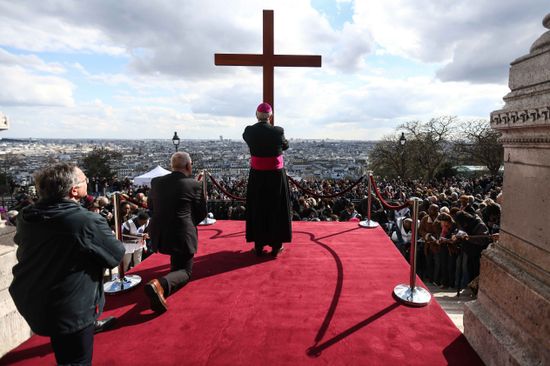 Archbishop Paris Laurent Ulrich Carries Cross Editorial Stock Photo ...