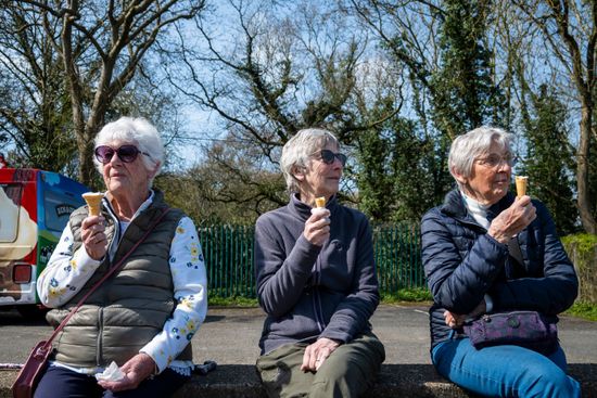 Women Enjoy Ice Cream Sunshine Warm Editorial Stock Photo - Stock Image ...