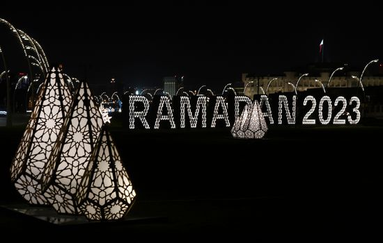 Newly Installed Lights On Doha Corniche Editorial Stock Photo - Stock ...