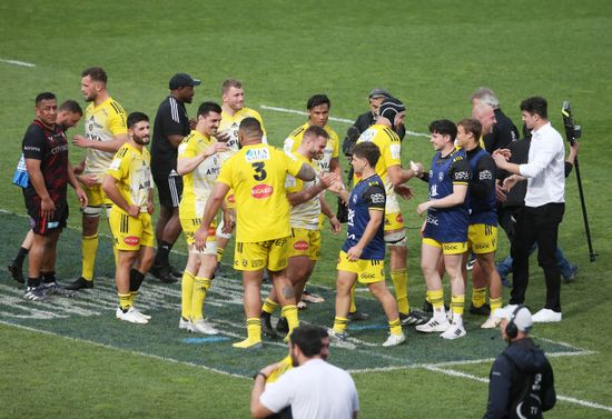 Stade Rochelais Players Celebrate Full Time Editorial Stock Photo ...