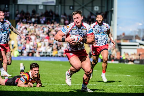 Leigh Leopards Robbie Mulhern Tries Runduring Editorial Stock Photo ...
