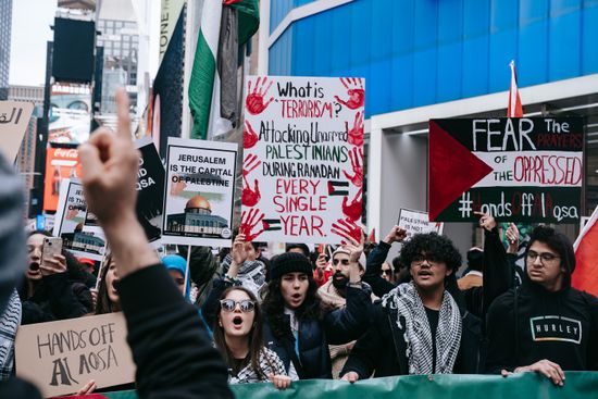 Hundreds Protestors Gather Times Square Response Editorial Stock Photo ...