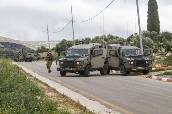 Israeli Army Forces Block Road Through Editorial Stock Photo - Stock ...