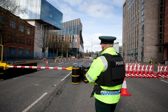 Police Officer Guards Area Outside Ulster Editorial Stock Photo - Stock ...