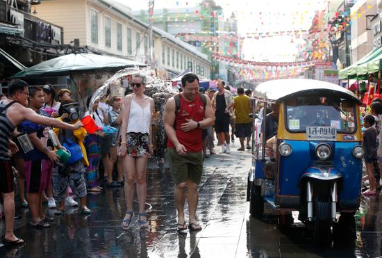 Foreign Tourists Doused Water During Annual Editorial Stock Photo ...