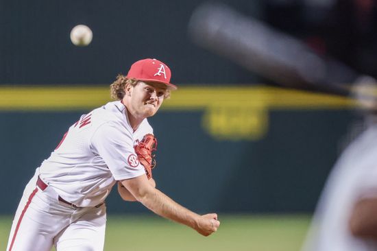 Razorback Pitcher Ben Mclaughlin 15 Delivers Editorial Stock Photo ...