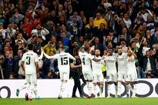 Karim Benzema Celebrating Goal During Uefa Editorial Stock Photo ...