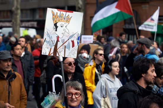 Woman Holds Drawing Depicting Macron King Editorial Stock Photo - Stock ...