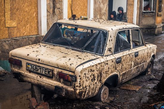 Destroyed Lada Automobile On Streets City Editorial Stock Photo - Stock ...