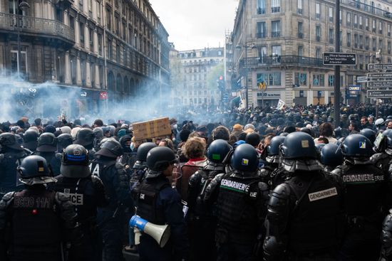 Police Riot Gear Stand Formation Amid Editorial Stock Photo - Stock ...