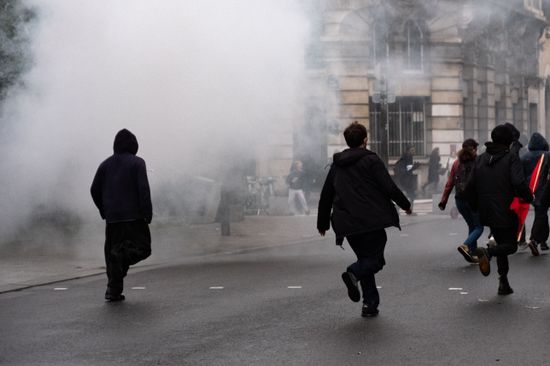 Protestors Run Away During Demonstration After Editorial Stock Photo ...