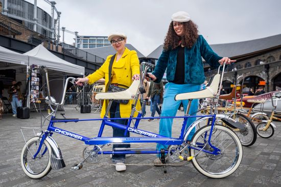 Visitors Vintage Clothing Pose Tandem Raleigh Editorial Stock Photo ...