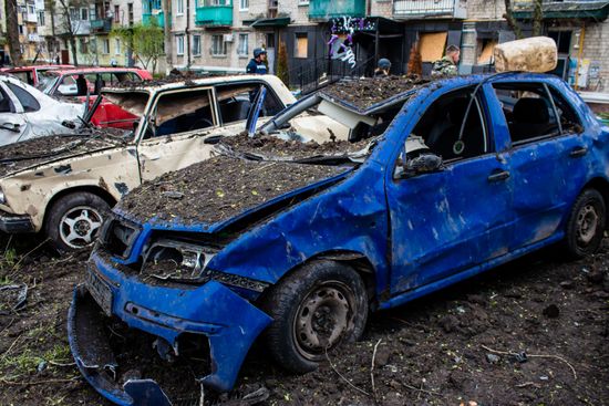 Destroyed Car Near Explosion Aftermath Missile Editorial Stock Photo ...