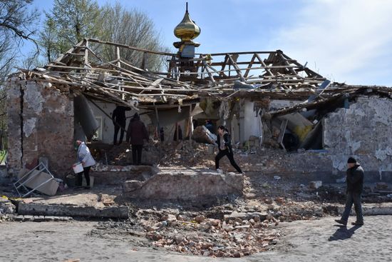 People Clear Rubble After Russian Rocket Editorial Stock Photo - Stock ...