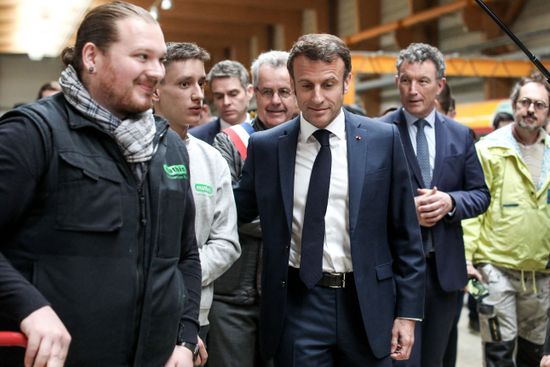 President Emmanuel Macron Visits Mathis Company Editorial Stock Photo ...