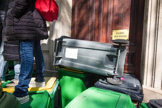 Trash Bins Seen Blocking Students Entrance Editorial Stock Photo ...