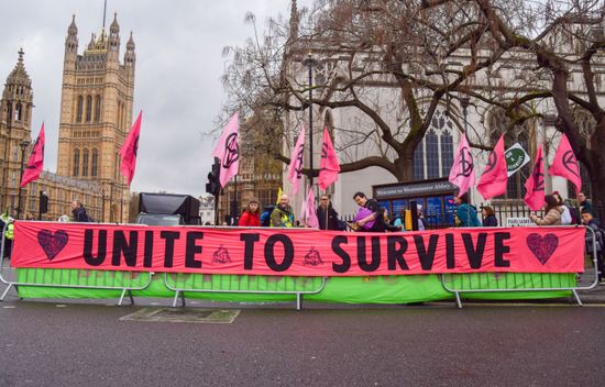 Protesters Stand Behind Unite Survive Banner Editorial Stock Photo ...