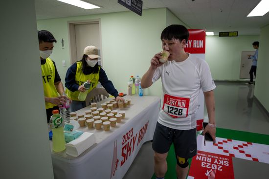 Runner Drinks Refreshment Station During Lotte Editorial Stock Photo ...