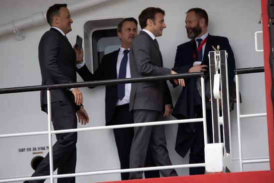 French President Emmanuel Macron Walk Aboard Editorial Stock Photo ...