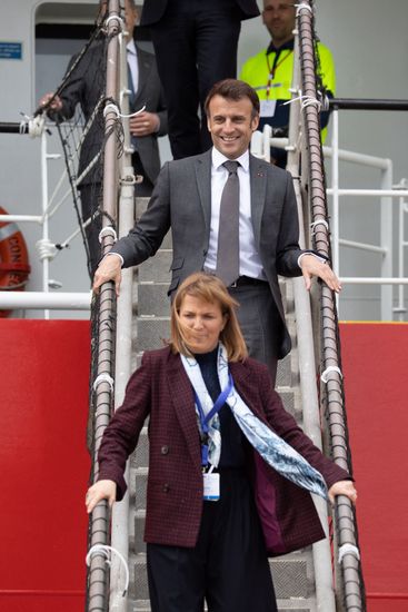 French President Emmanuel Macron Walk Aboard Editorial Stock Photo ...