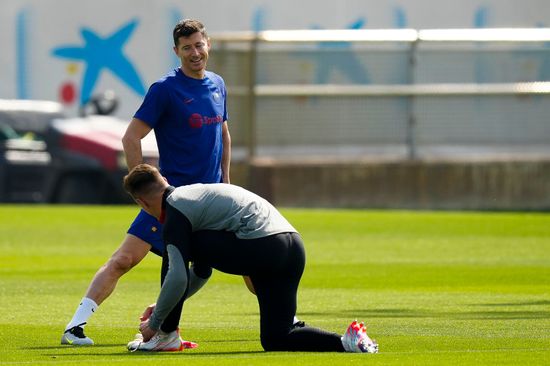 Fc Barcelonas Robert Lewandowski Back Marcandre Editorial Stock Photo ...