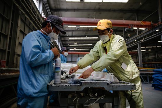 Employees Work Wind Turbine Blade Production Editorial Stock Photo ...
