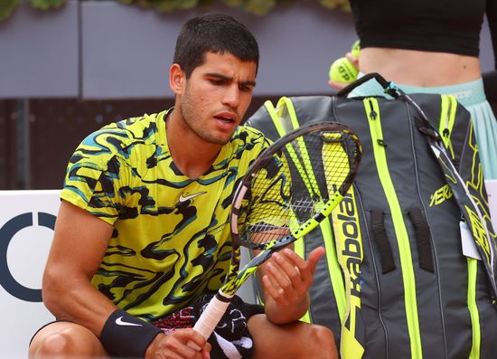 Carlos Alcaraz Spain Looks His Racquet Editorial Stock Photo - Stock ...