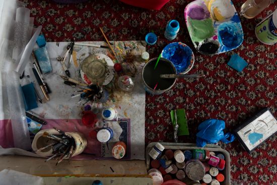 Brushes Colours Used Paper Mache Decoration Editorial Stock Photo ...