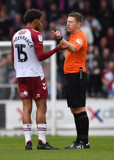 Referee Marc Edwards Will Hondermarck Northampton Editorial Stock Photo ...