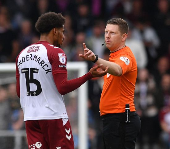 Referee Marc Edwards Will Hondermarck Northampton Editorial Stock Photo ...
