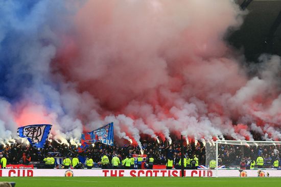 Rangers Fans Pyro Pre Match Hampden Editorial Stock Photo - Stock Image ...
