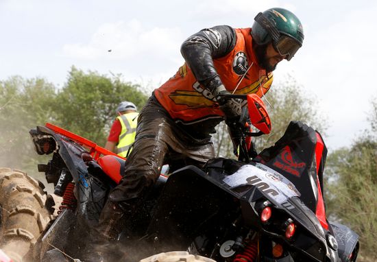 Allterrain Vehicle Atv Atv Drivers Attempt Editorial Stock Photo ...