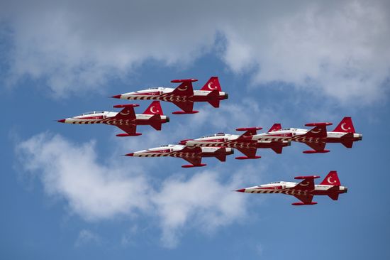 Turkish Stars Aerobatic Team Seen Performing Editorial Stock Photo ...