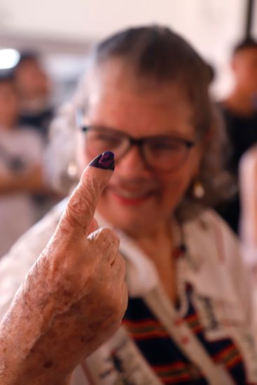 Woman Shows Her Inked Finger After Editorial Stock Photo - Stock Image ...