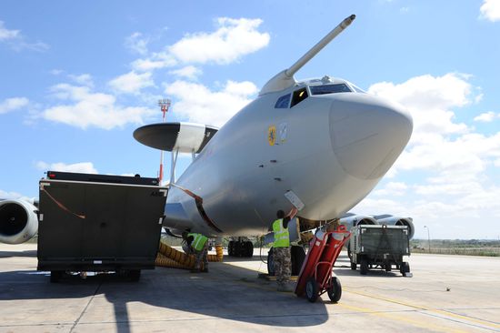 British Awacs E3d Spy Plane On Editorial Stock Photo - Stock Image ...