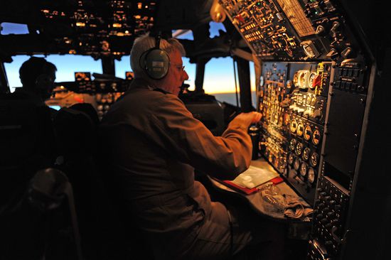 Flight Engineer On Flight Deck Awacs Editorial Stock Photo - Stock ...