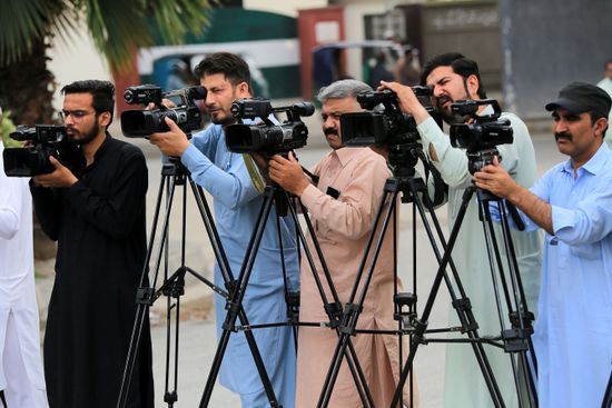 Pakistani Journalists Film Their Colleagues They Editorial Stock Photo ...